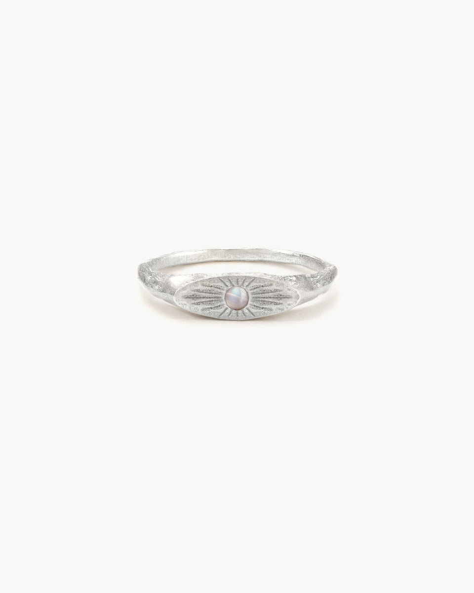 Astral Glow Ring in Silver | Natural Moonstone Ring | en route jewelry