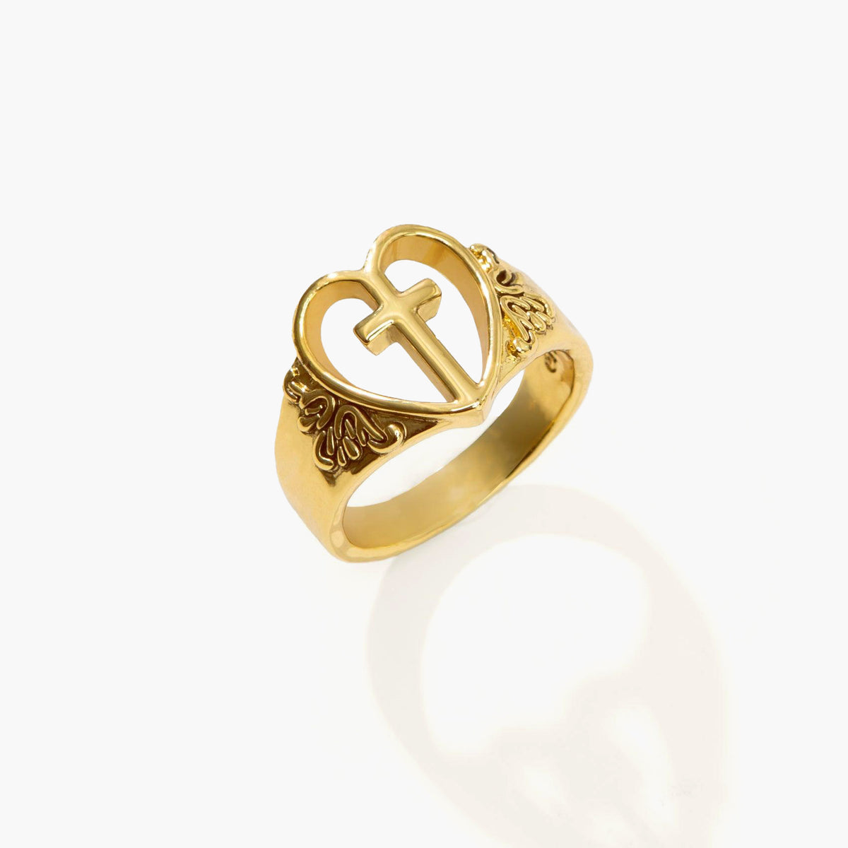 Creda Heart Cross Ring | Vintage-Style Heart Design | en route jewelry