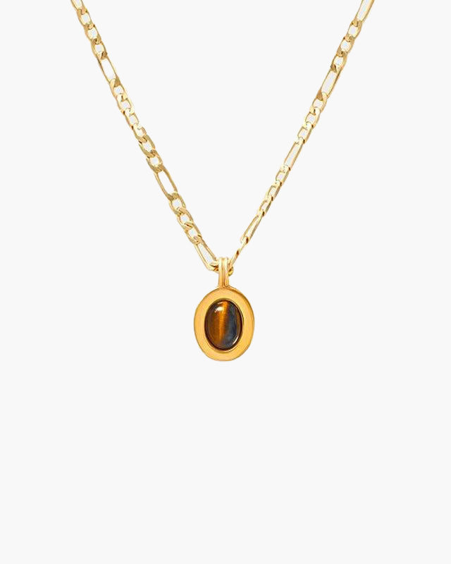 Devon Tiger's Eye Necklace | Gold Pendant with Natural Stone | en route ...