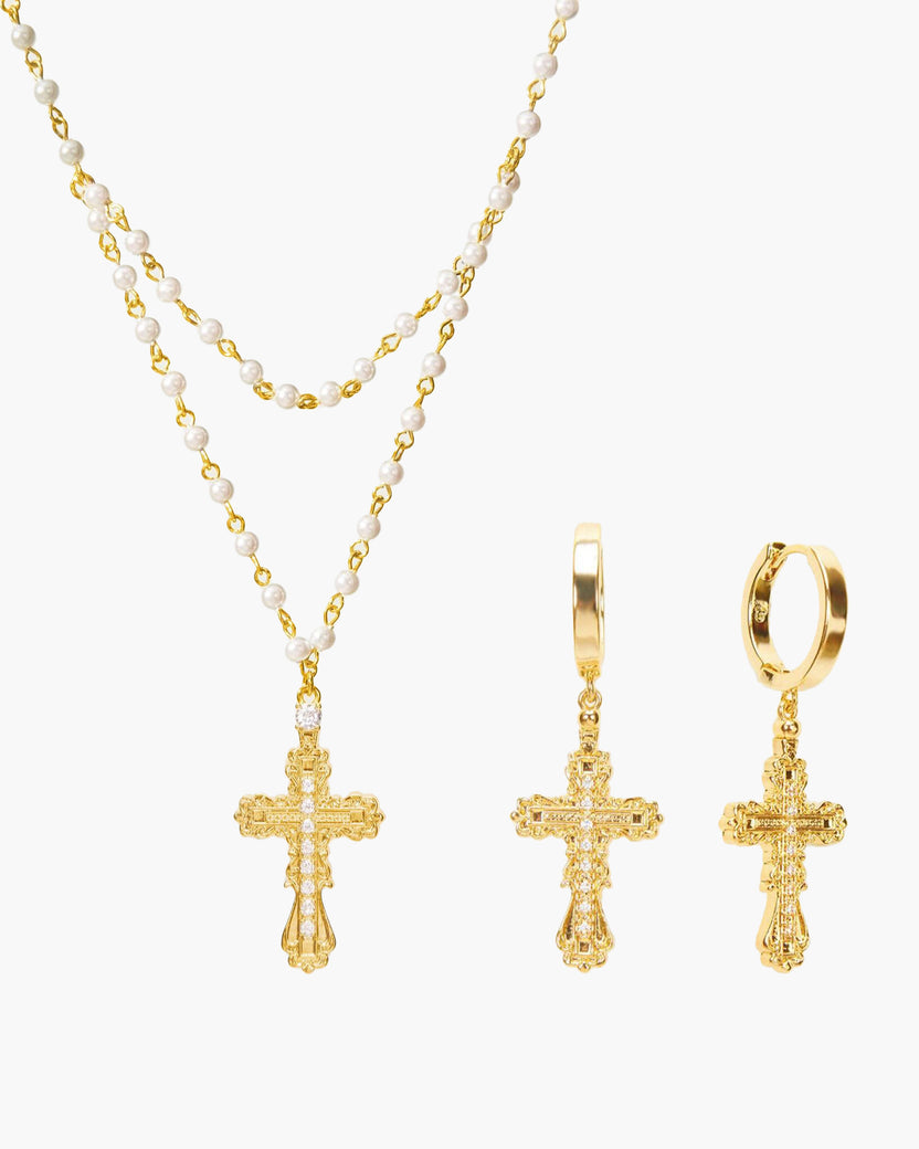 Homepage / Shop / Everette Cross Set in Gold
