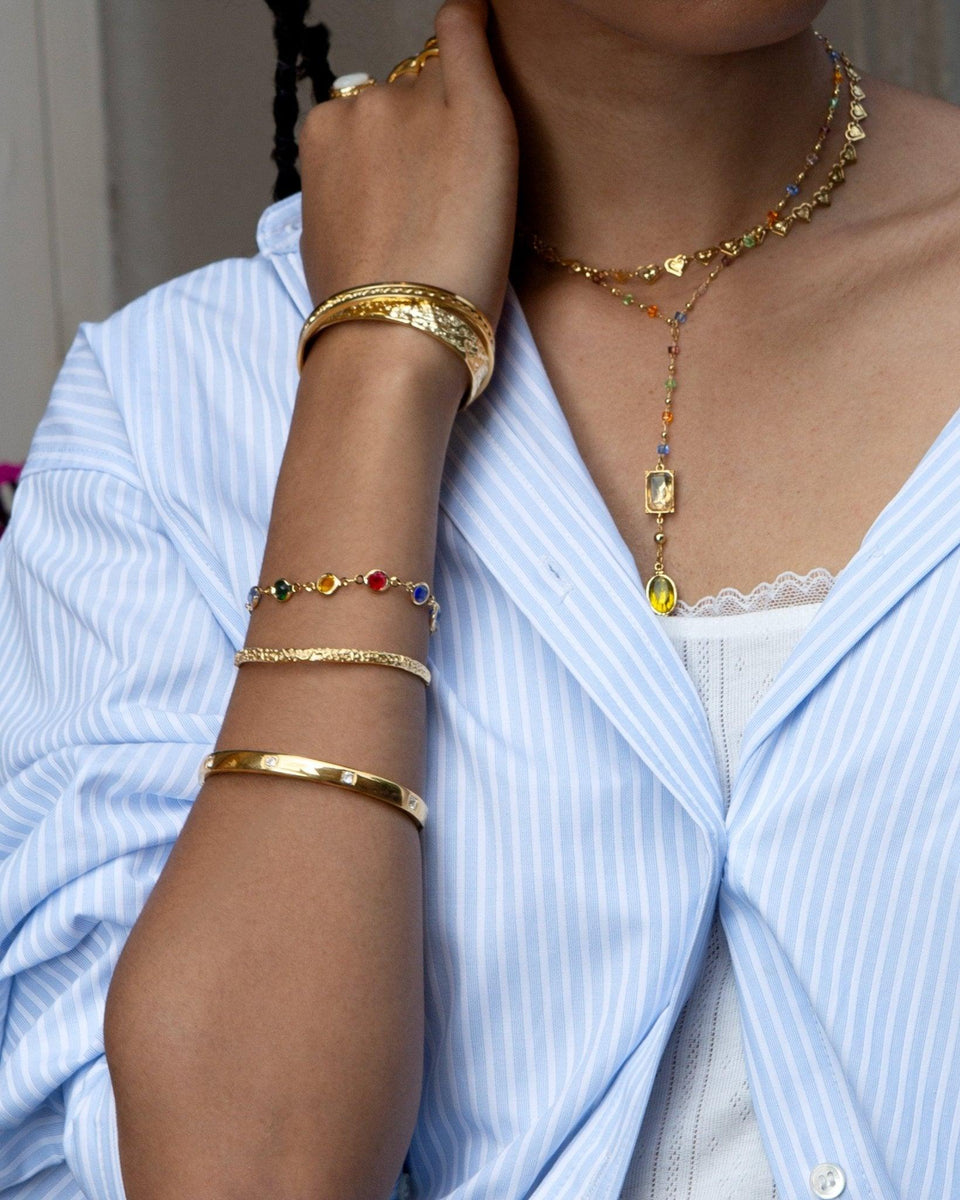 Gold Textured Bangle | En Route Jewelry