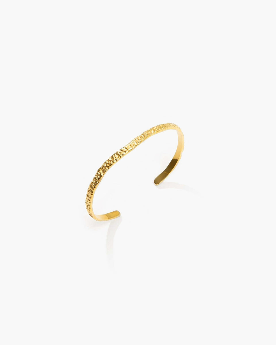 Gold Textured Bangle | En Route Jewelry