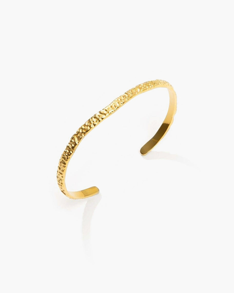 Gold Textured Bangle | Minimalist Modern Style | en route jewelry