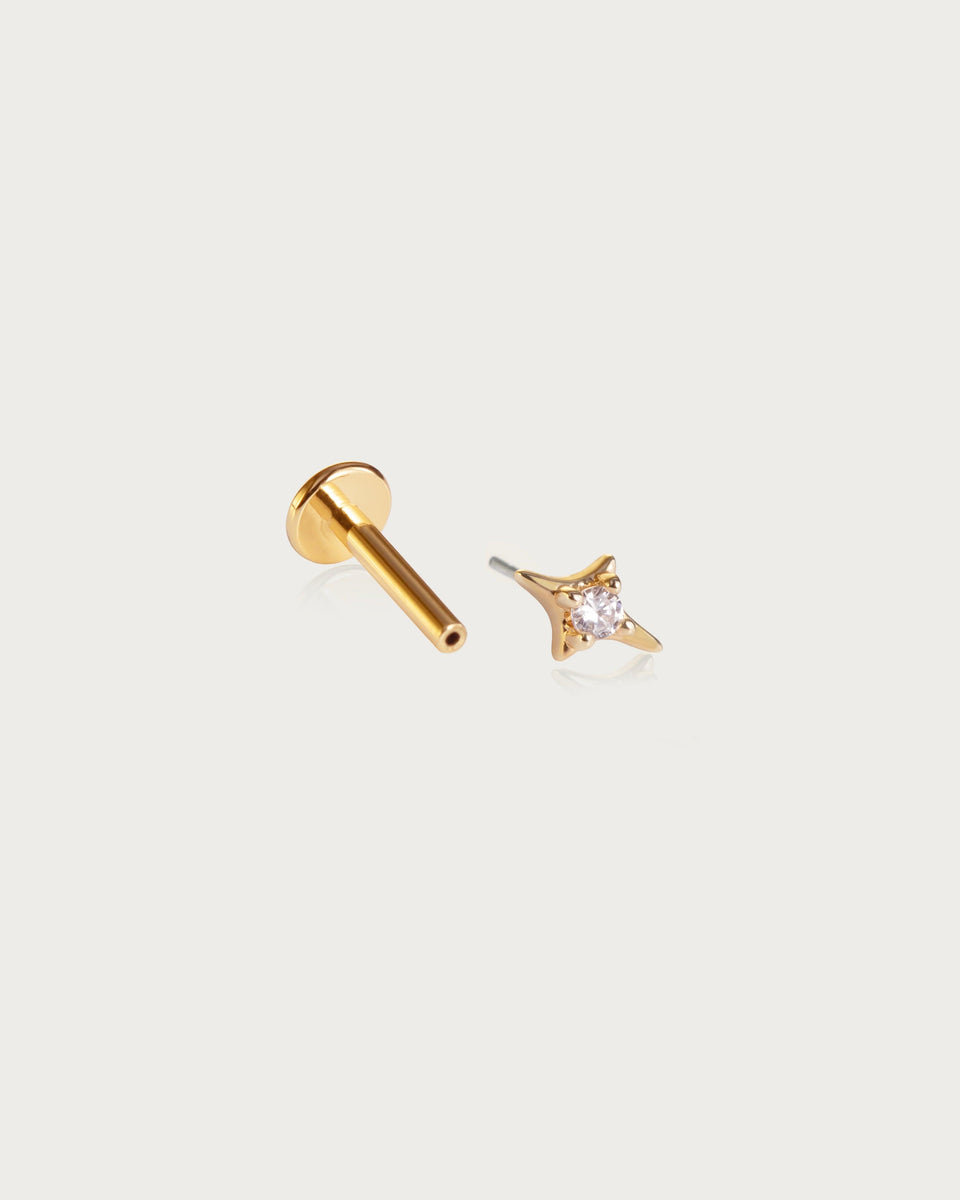 Single Sparkle Star Flat Back Helix Earring | en route jewelry